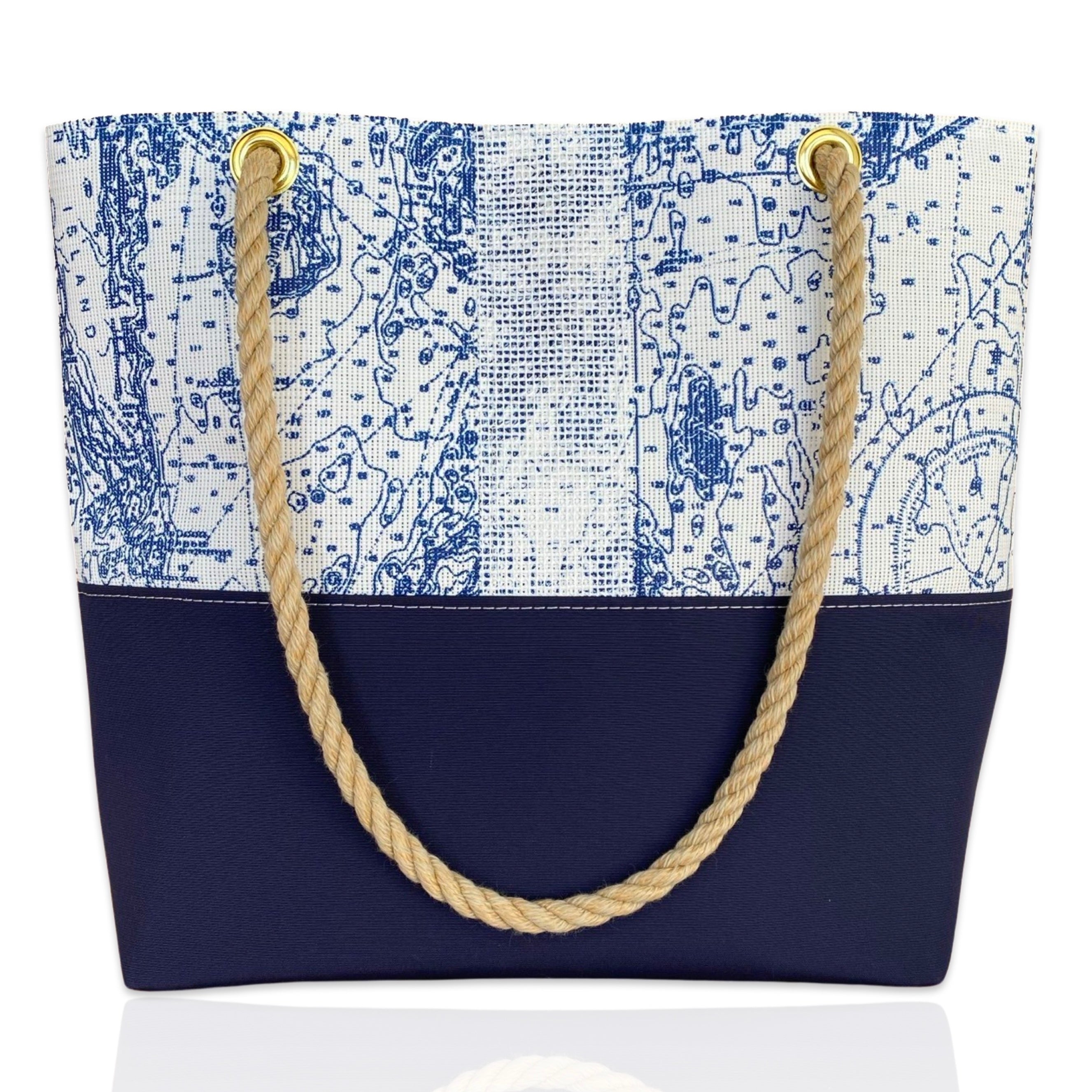 Casco Bay Chart in Gold Tote: Maine Made & Handmade Tote Bags for Women ...